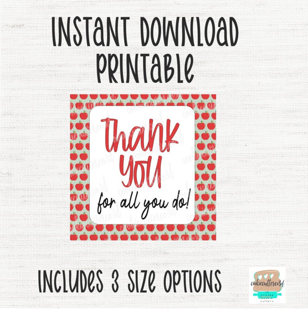 Thank You-apples-tag Teacher Appreciation Instant Download Printable ...