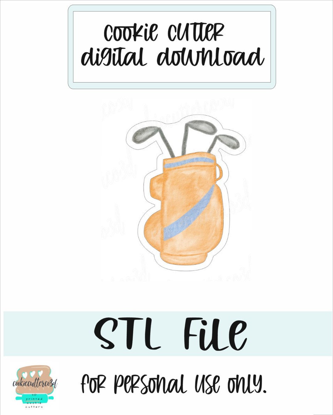STL File Golf Bag Cookie Cutter Digital Download - Etsy