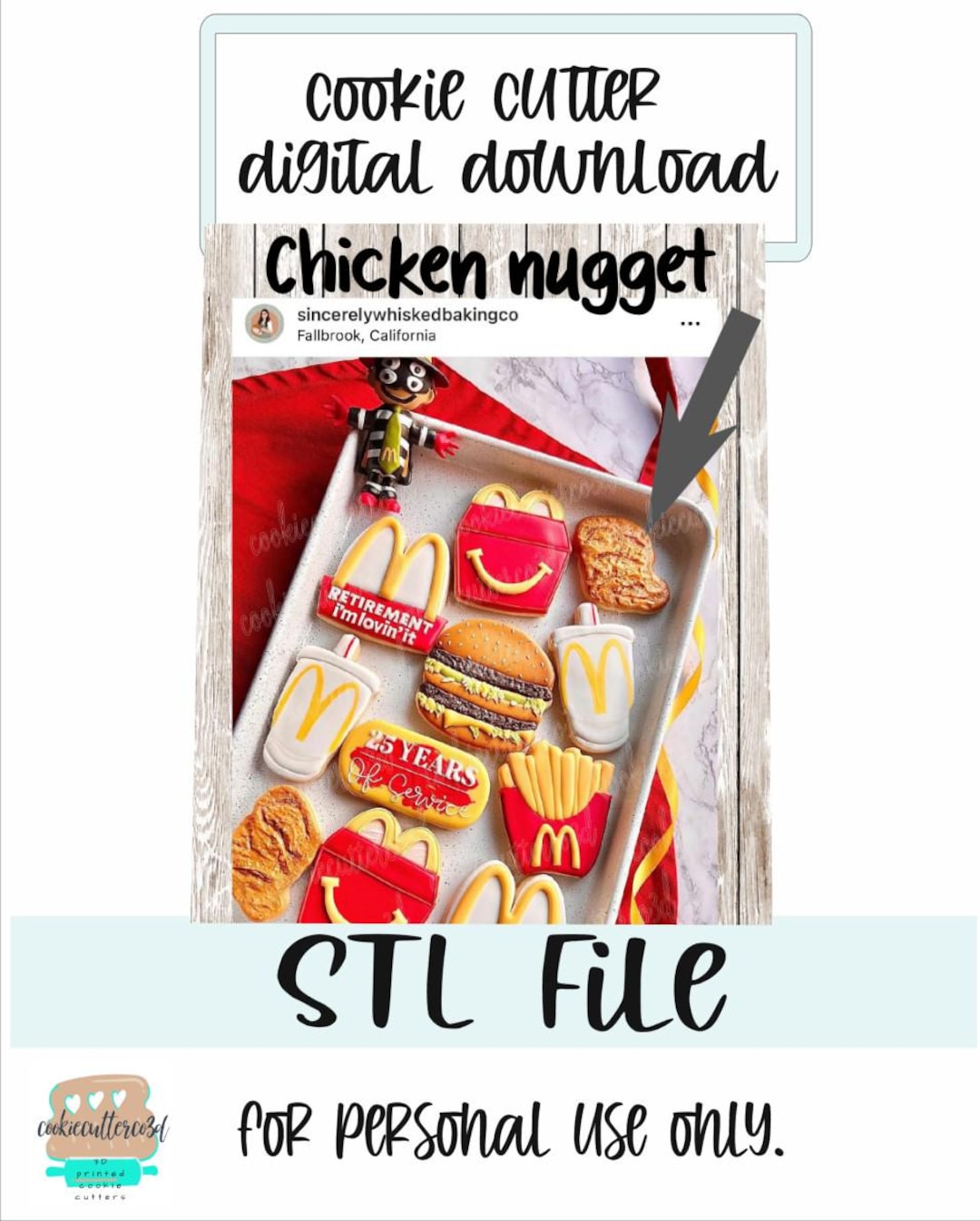 STL FILE- Chicken Nugget Cookie Cutter-digital Download 3 Sizes - Etsy