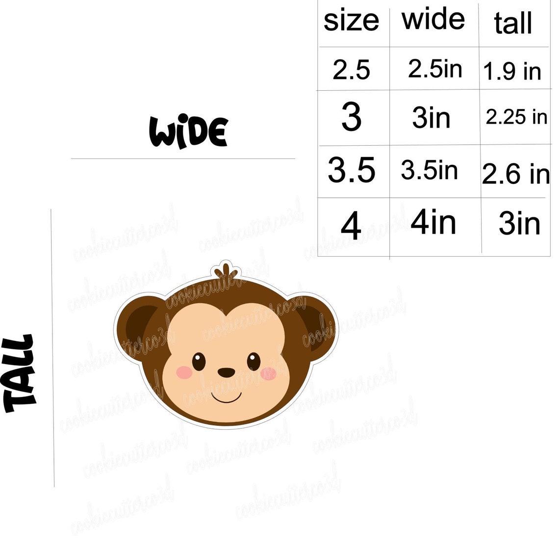 Monkey Head Wild Animal Cookie Cutter Fondant Cutter Clay - Etsy