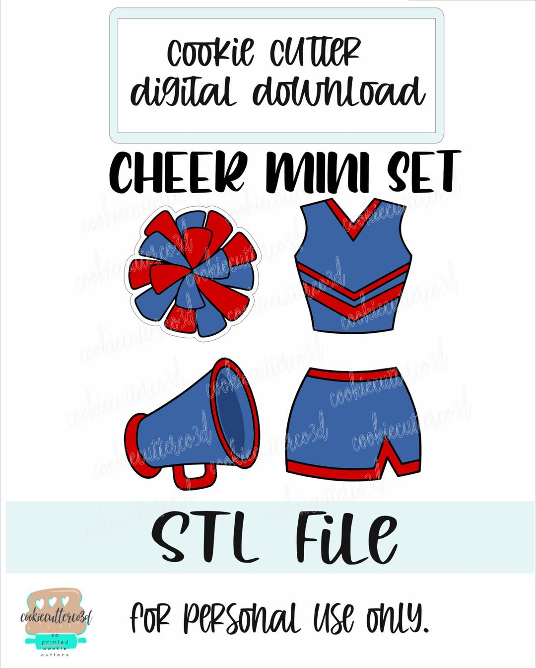 STL FILE_ Cheer Mini Set of 4 Cookie Cutter-cheer Top-cheer Skirt-pom ...