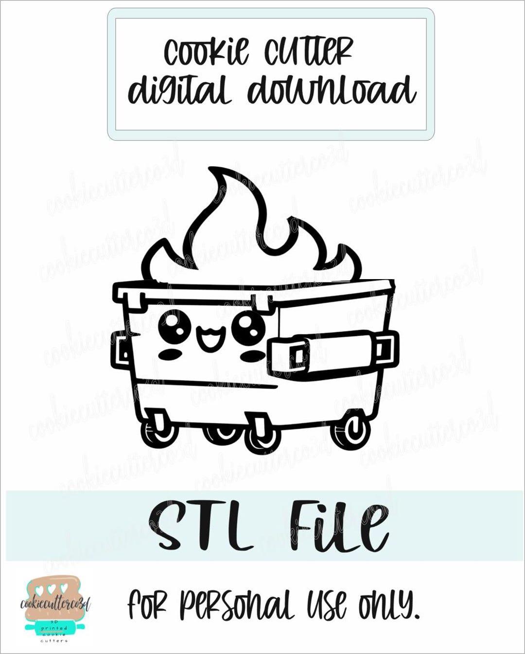 STL File-dumpster Fire Cookie Cutter-fire-trash-digital Download 4 ...