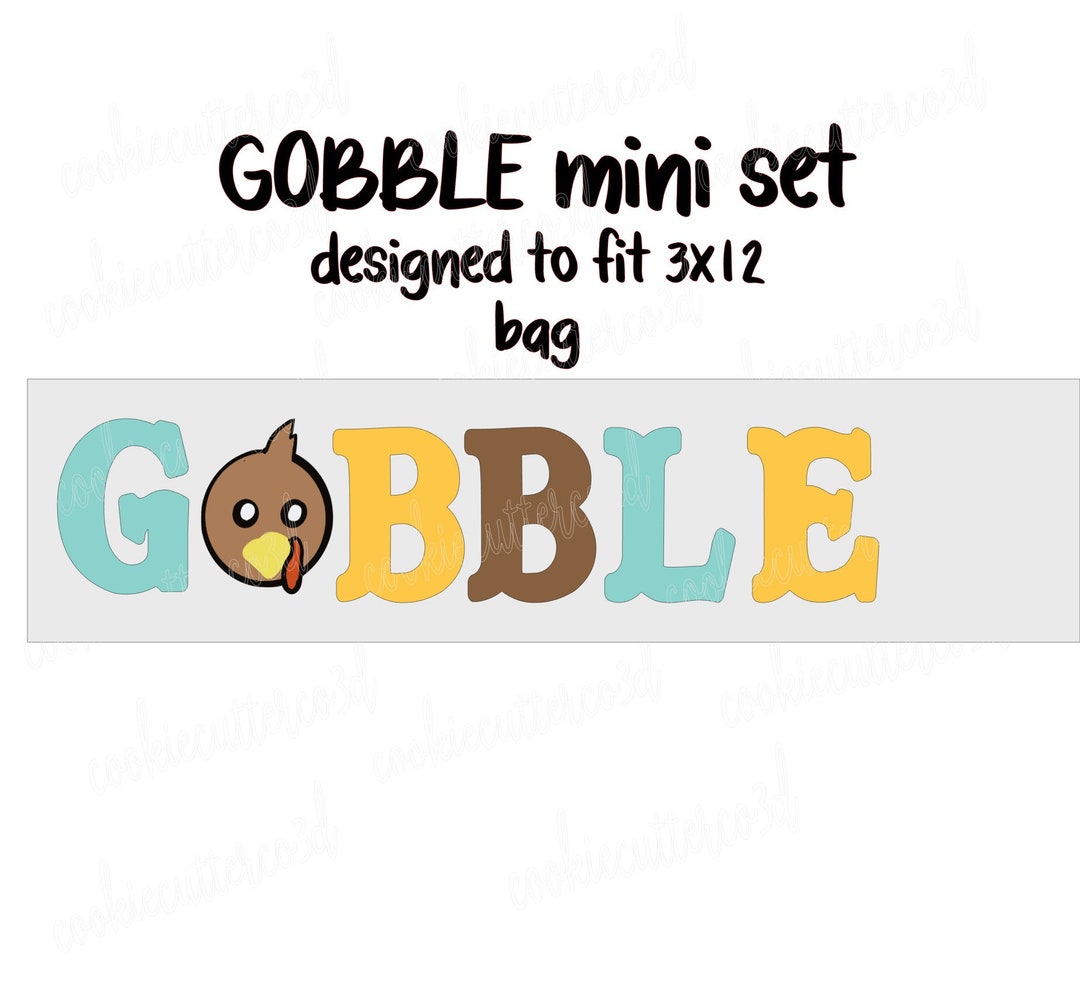 Gobble Mini Word Set With Turkey Head Cookie Cutter Fondant - Etsy