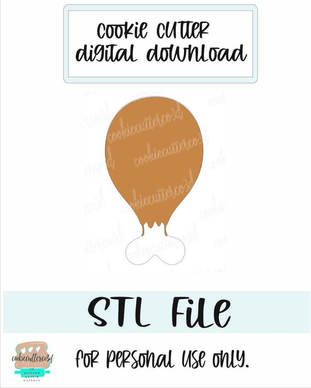 Drumstick-turkey Drumstick-cookie Cutter-stl File-digital Download 2 ...