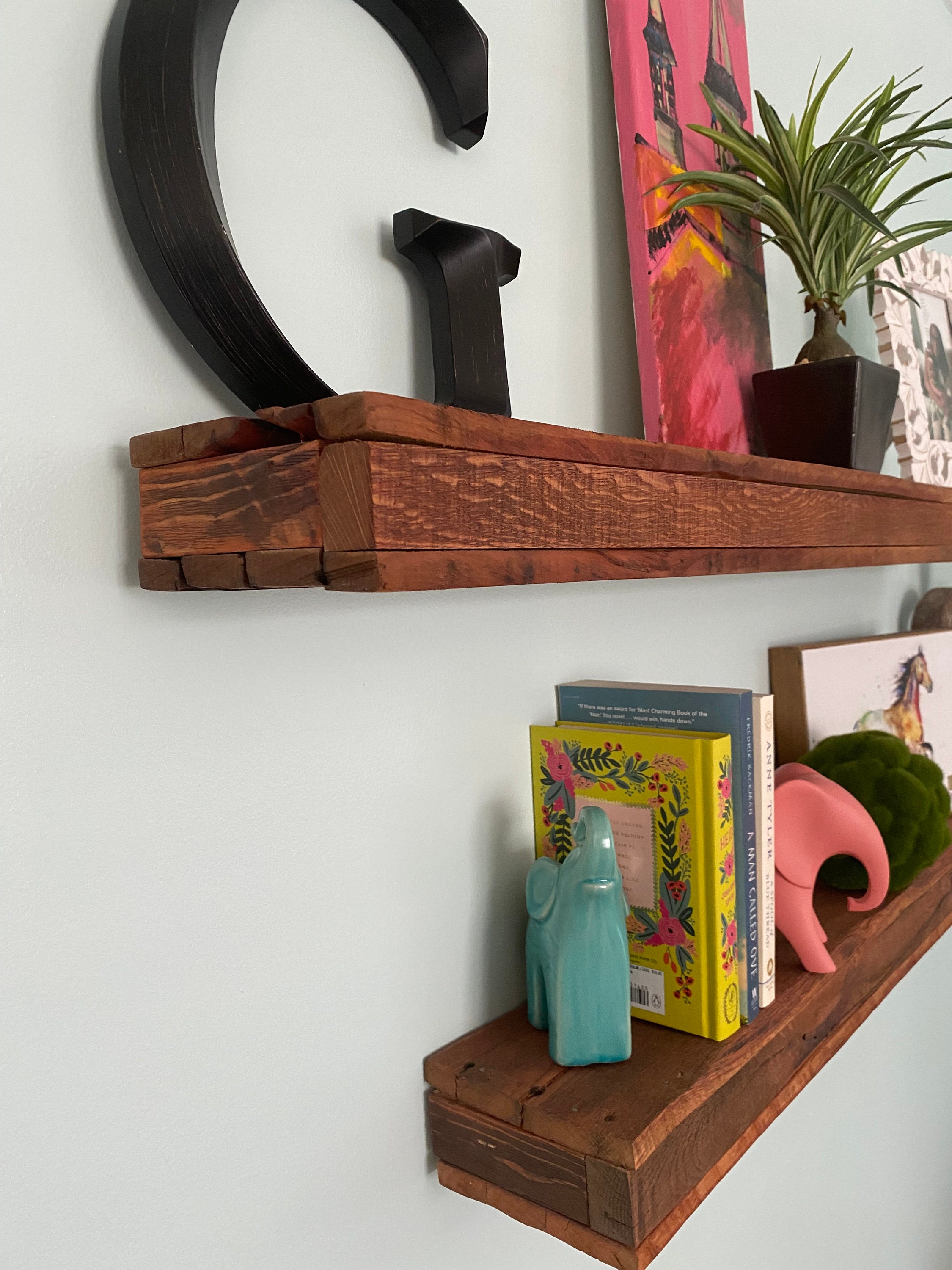 42 in Distressed Wood Floating Shelf - Etsy