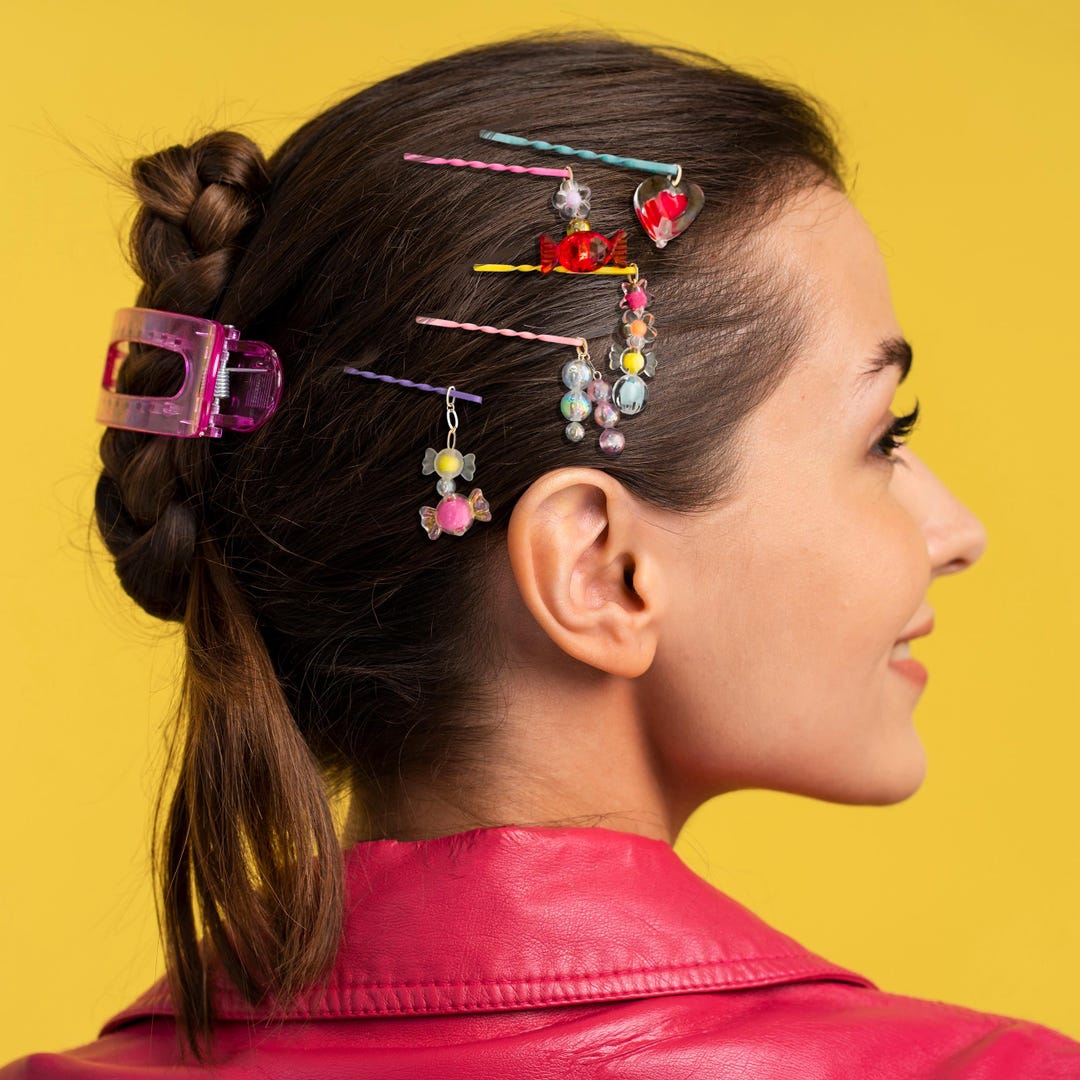 5 Hair Clips Set, Glittering Hair Clips, Set of Sparkling, Handmade ...