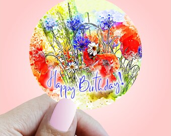 Birthday Vinyl Sticker Gift Wrapping Sticker | Etsy