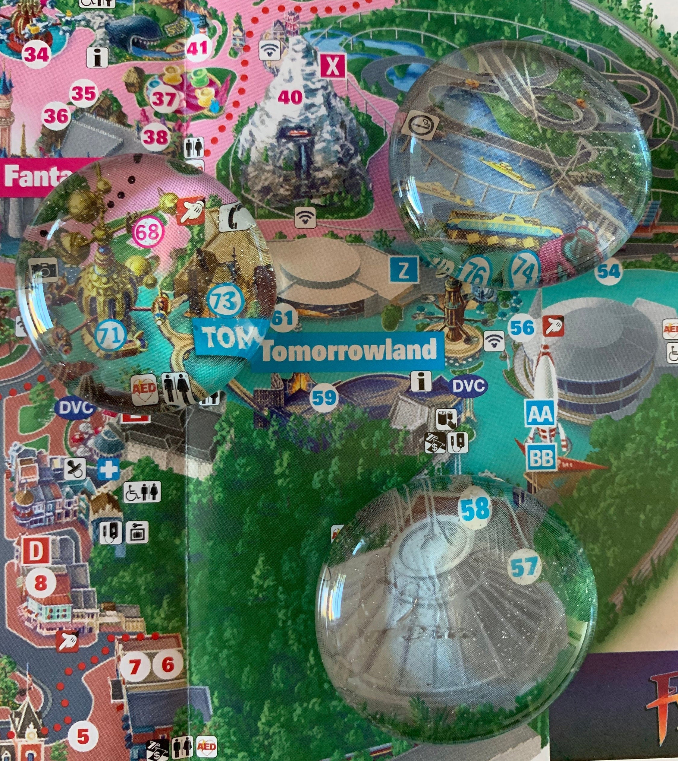 Tomorrowland Disney Parks Map Magnets | Etsy