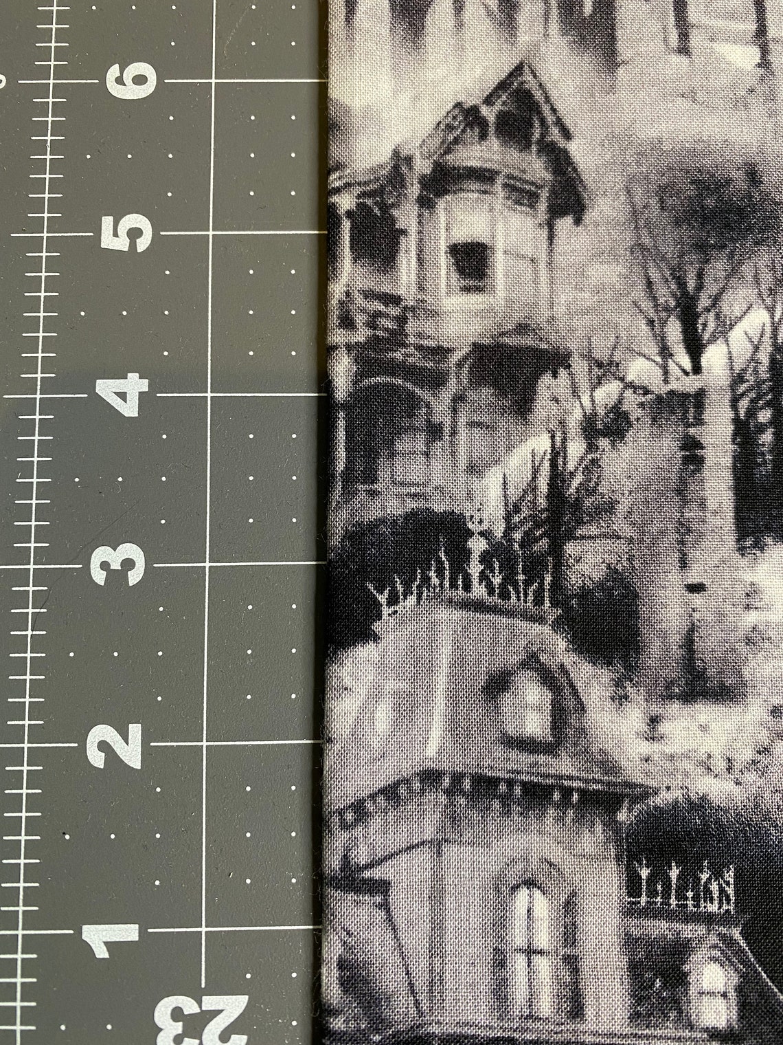 Haunted Houses Halloween Black Cotton Fabric the Wicked Eve - Etsy
