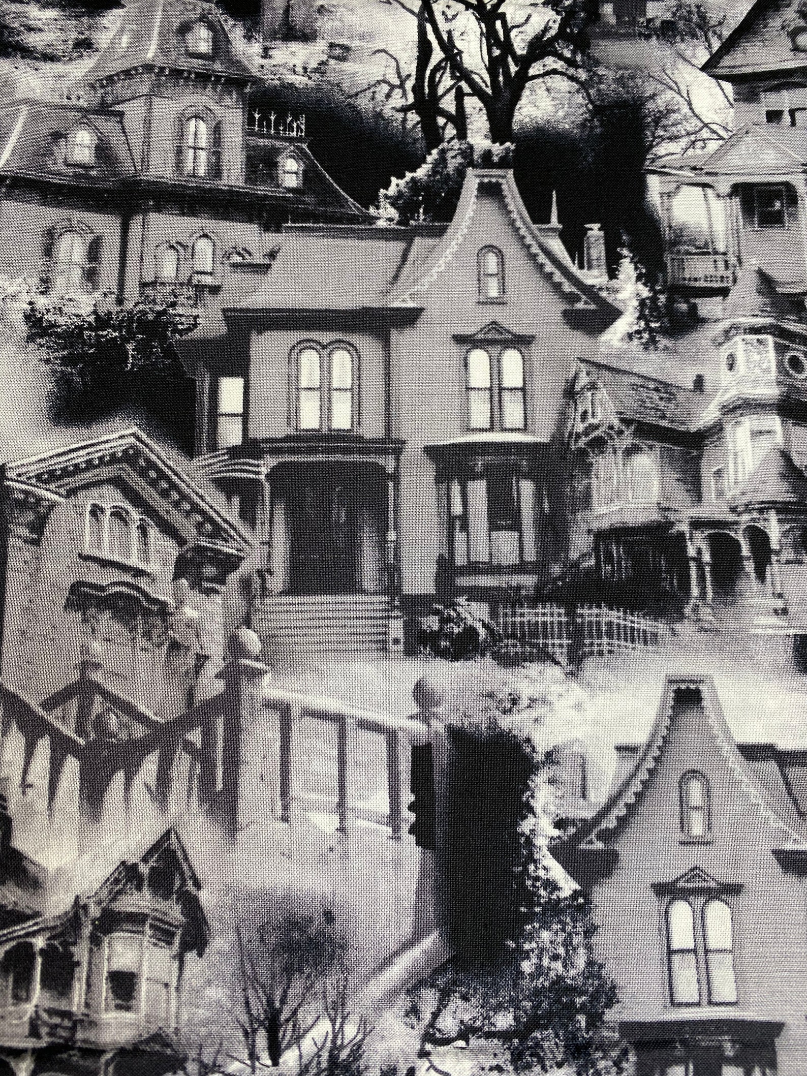 Haunted Houses Halloween Black Cotton Fabric the Wicked Eve - Etsy