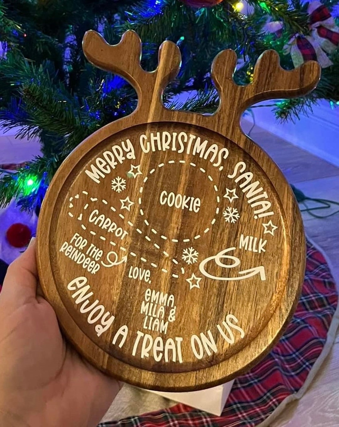 Personalized Santa Cookie Plate, Reindeer Antler Christmas Eve Plate - Etsy