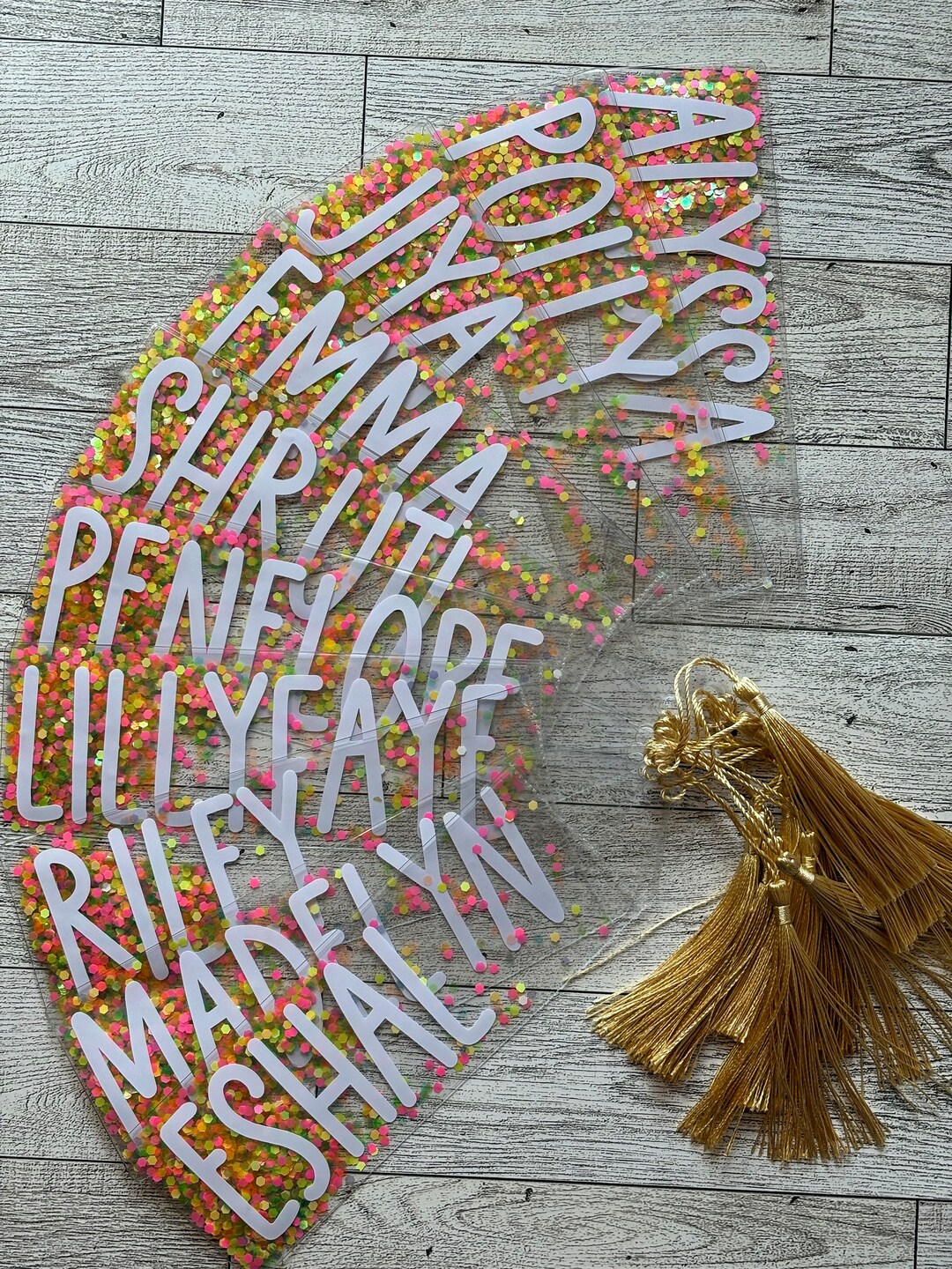 Personalized Glitter Confetti Bookmark: Kids Party Favor Class ...