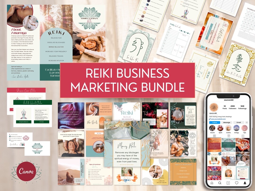Reiki Business and Social Media Bundle - Business Forms, Planners, IG ...