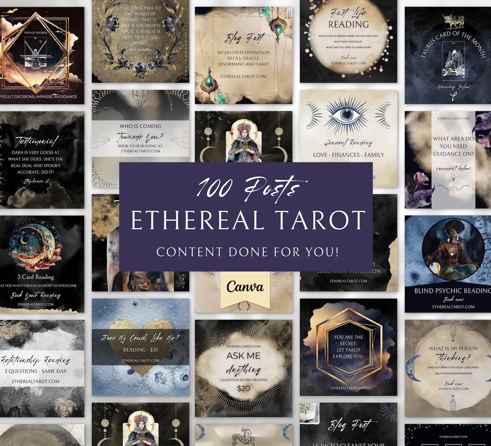 Tarot Reader Instagram Templates, Mystical, Witch, Spiritual, Tarot ...