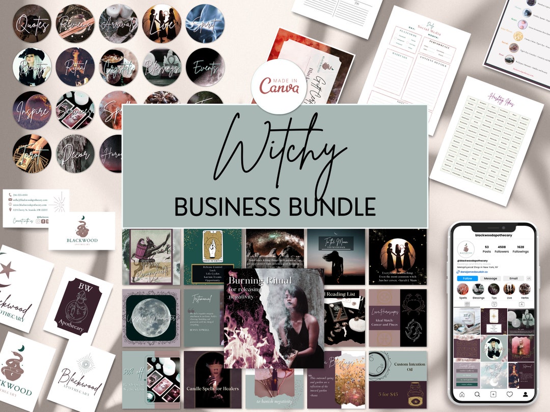 Witchy Spiritual Templates for Mystical Business, Witchcraft, Tarot ...