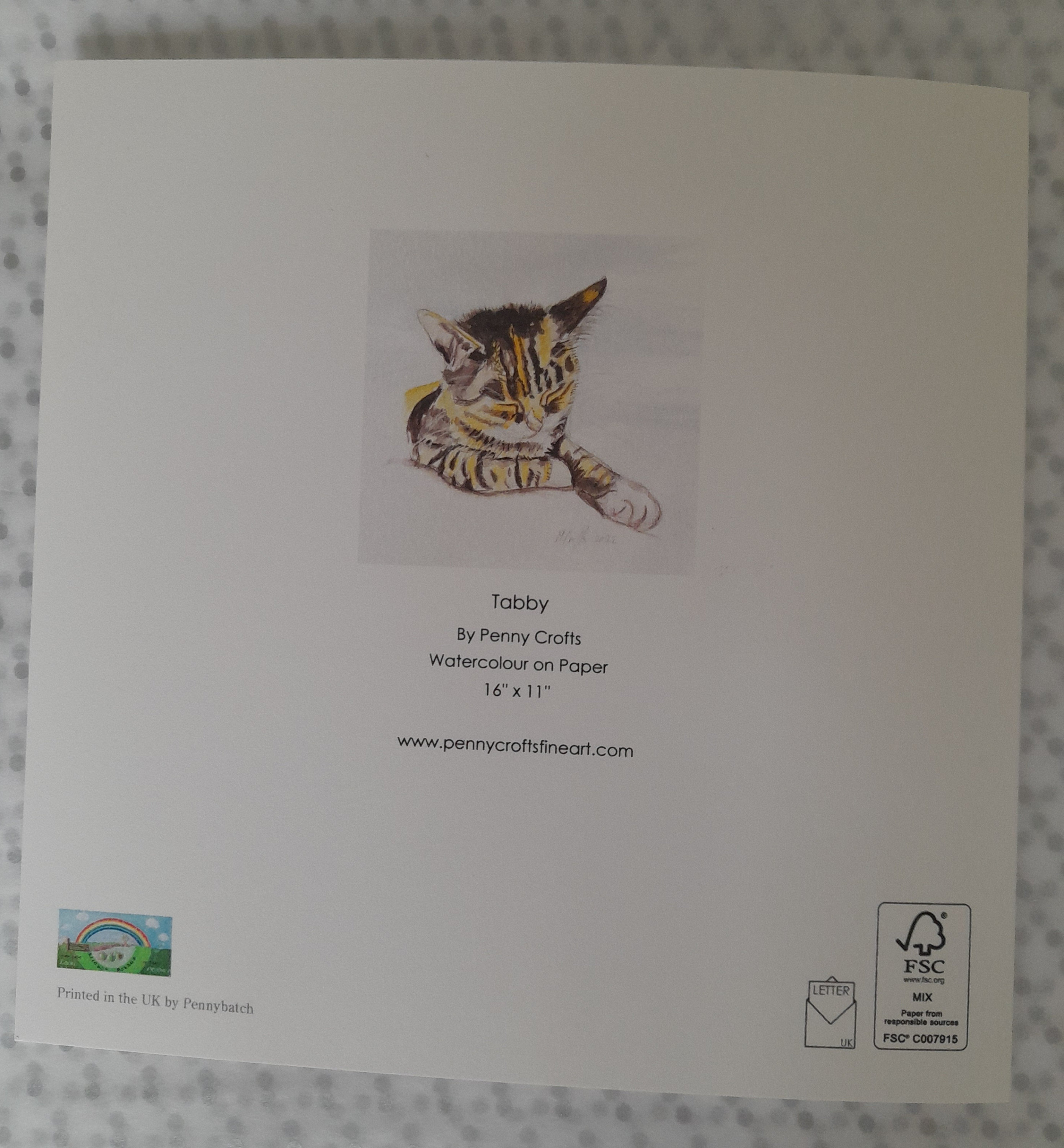 Tabby Cat Card, Cat Card Tabby Cat Fine Art Card Cute Cat Card ...