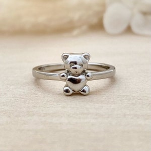 Teddy Bear Ring Silver Teddy Bear Ring Solid 925 Sterling Silver Bear ...