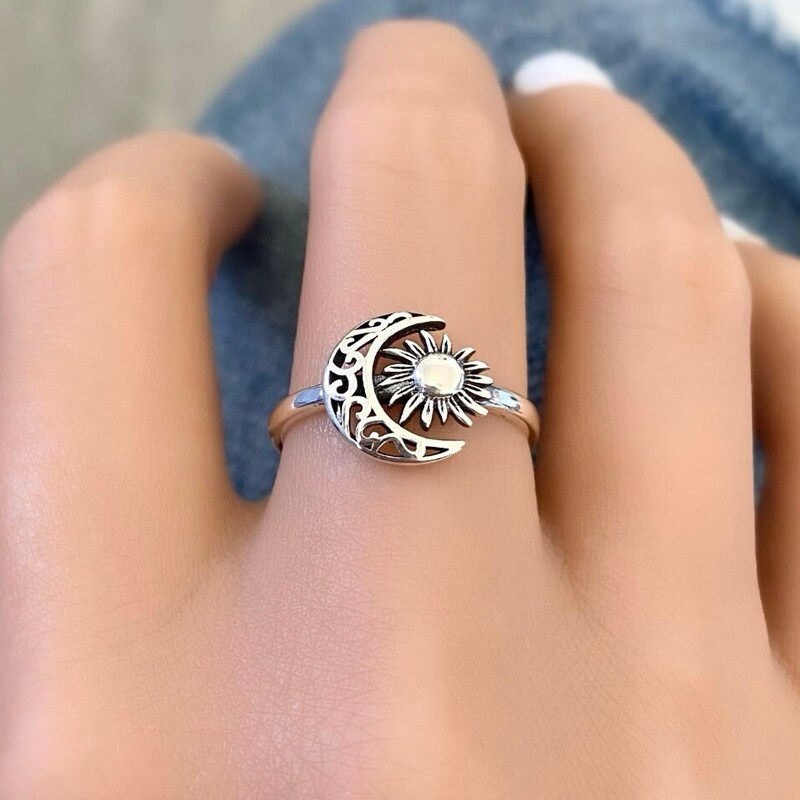 Silver Moon Ring - Etsy