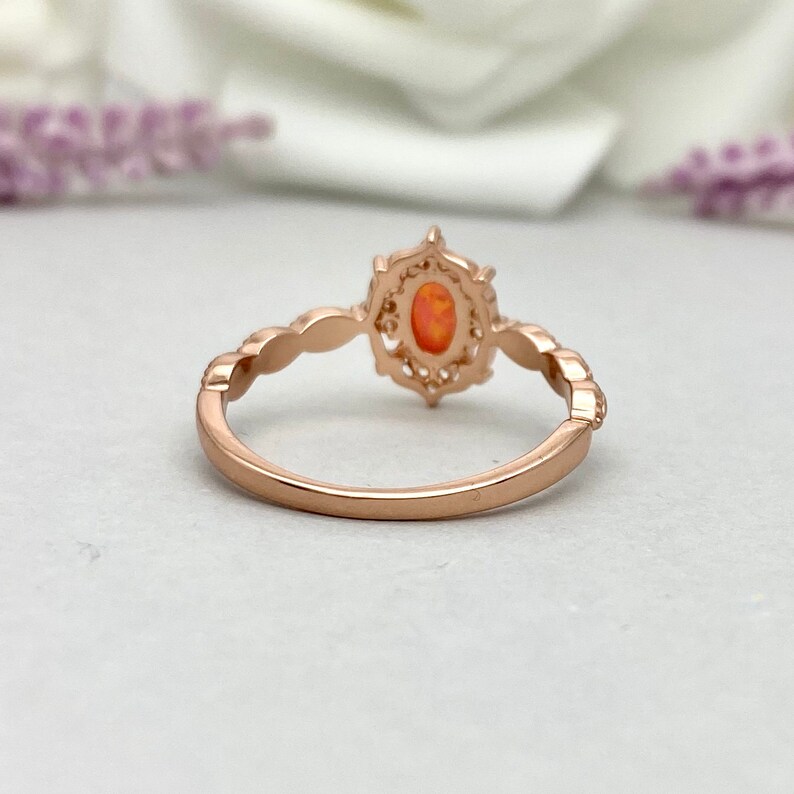 Oval Pink Fire Opal Rose Gold Vintage Simulated Diamond | Etsy