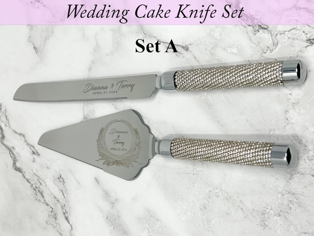 Personalized Wedding Cake Knife Set - Engraved Bride and Groom Cake ...