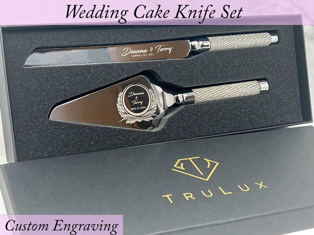 Elegant Engravings - Personalized Wedding Cake Knife Set - Etsy