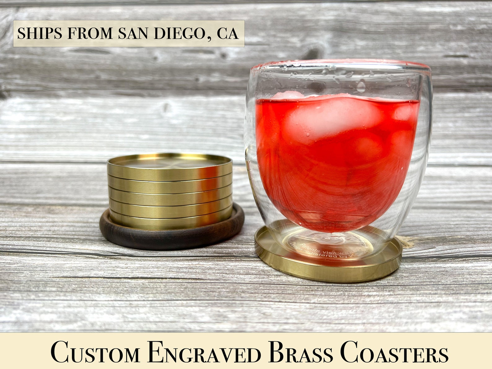 Engraved Brass Coasters – Custom Logo Drink Coasters for Business ...