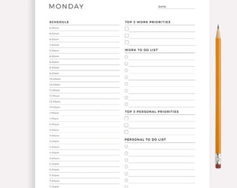 24 Hour Daily Planner Printable Daily to Do List Personal - Etsy