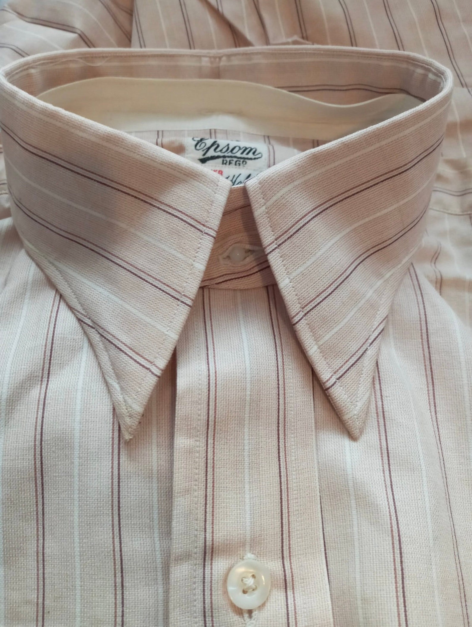 Deadstock 1920s Mens Vintage Brown, White and Red Dress Shirt With ...