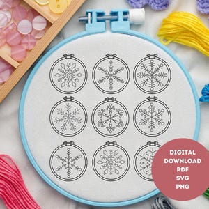 Snowflake Sampler Pattern, Hand Embroidery, Embroidery Hoop Art ...
