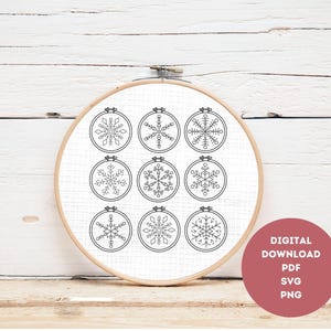 Snowflake Sampler Pattern, Hand Embroidery, Embroidery Hoop Art ...