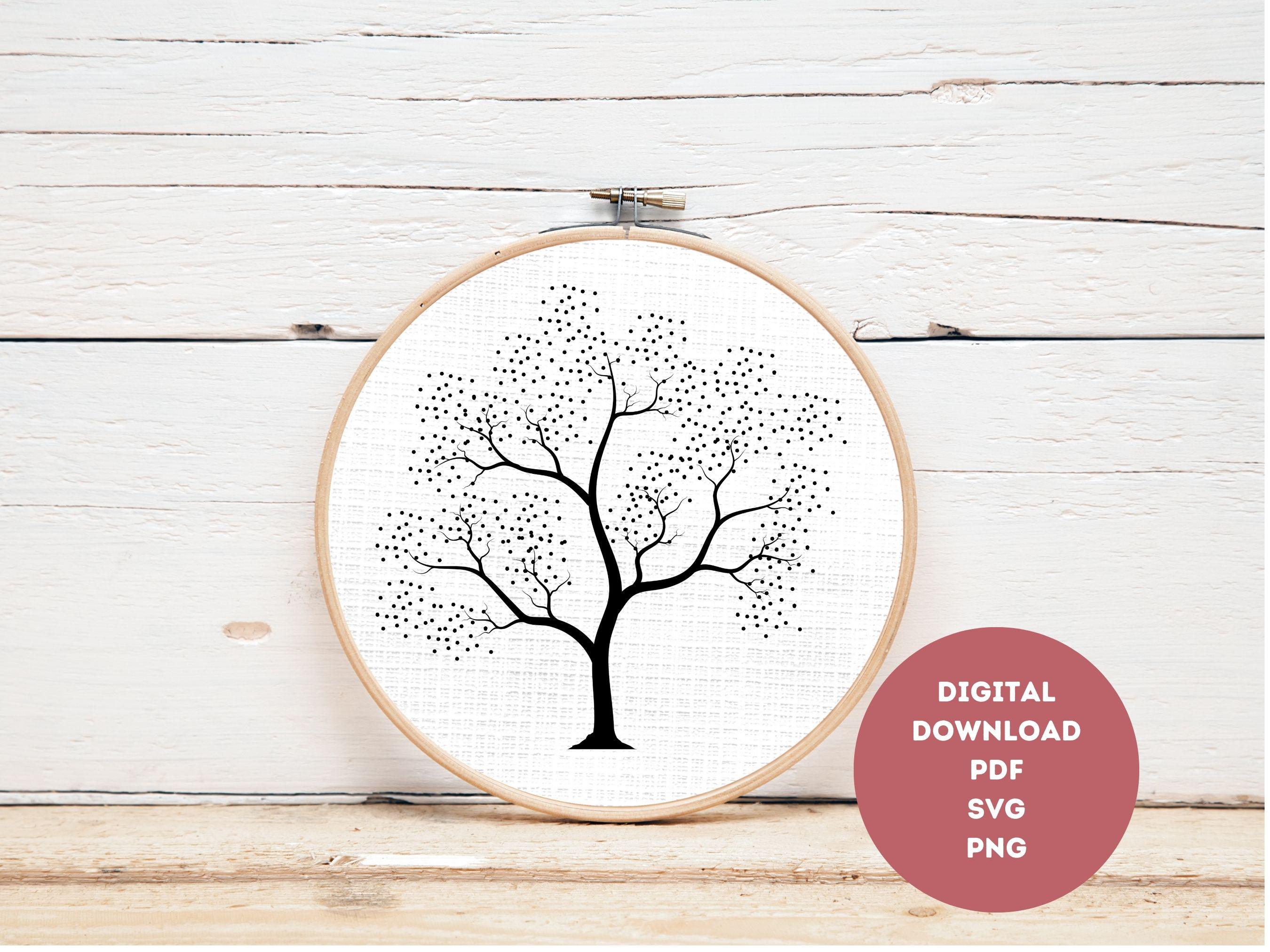 French Knot Tree Pattern, Hand Embroidery, Embroidery Hoop Art ...