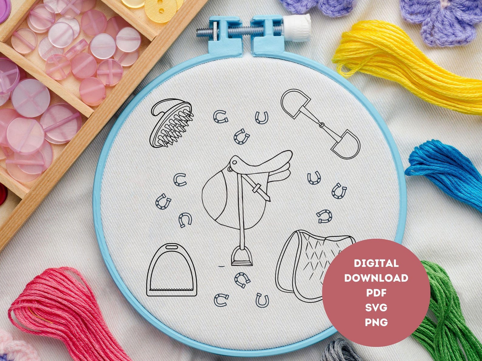 Horse Tack Pattern, Hand Embroidery, Embroidery Hoop Art, Embroidery ...