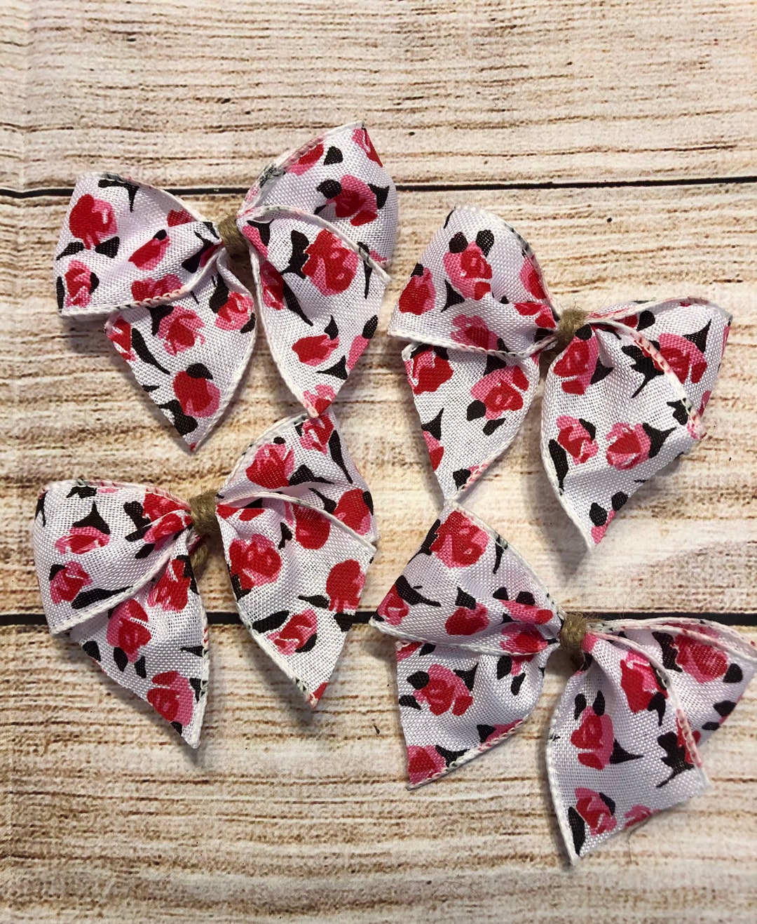 Pink and Red Flower Canister Bow Set - Pink Valetines Day Bows - Etsy