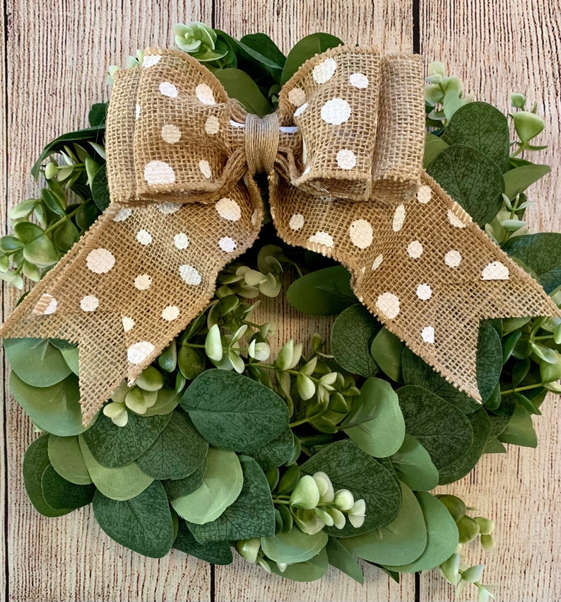 Handmade Polka Dot Burlap Bow - Decorative Spring Bow - Etsy