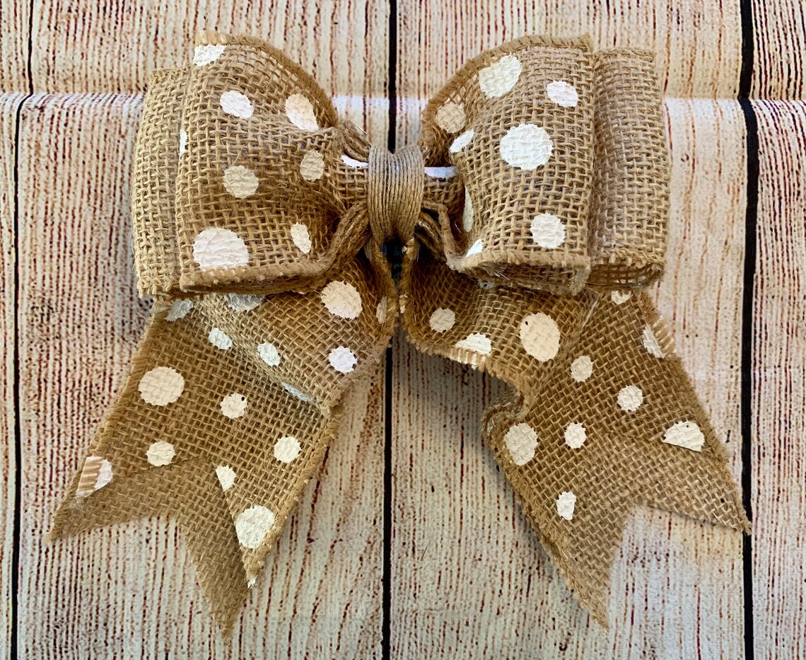 Handmade Polka Dot Burlap Bow - Decorative Spring Bow - Etsy