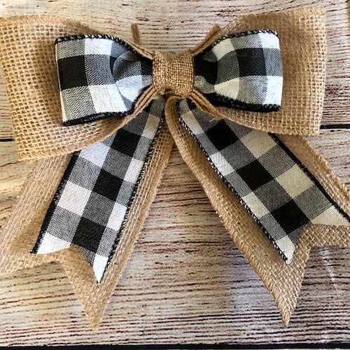 Black and White Buffalo Plaid Burlap Bow Buffalo Check Burlap - Etsy