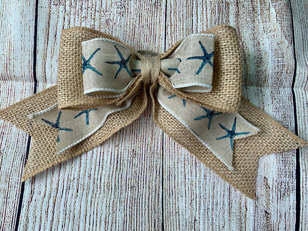 Beach Summer Handmade Decorative Craft Bow - Nautical Starfish Bow ...