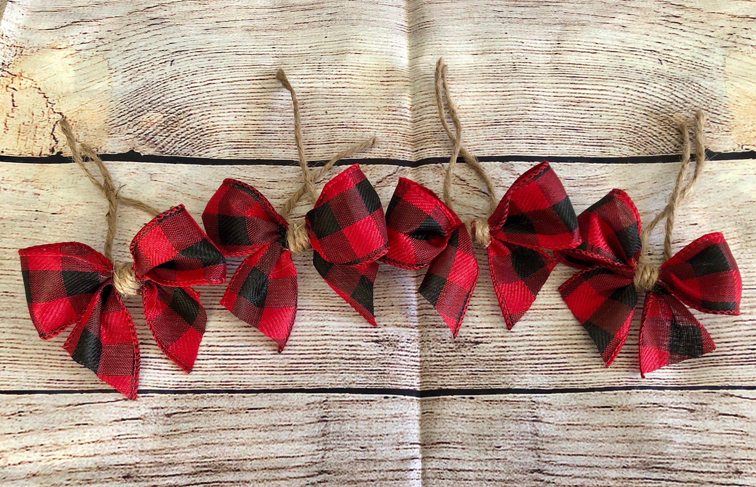 Farmhouse Canister Bow Set - Red Black Buffalo Plaid - Rustic Craft ...