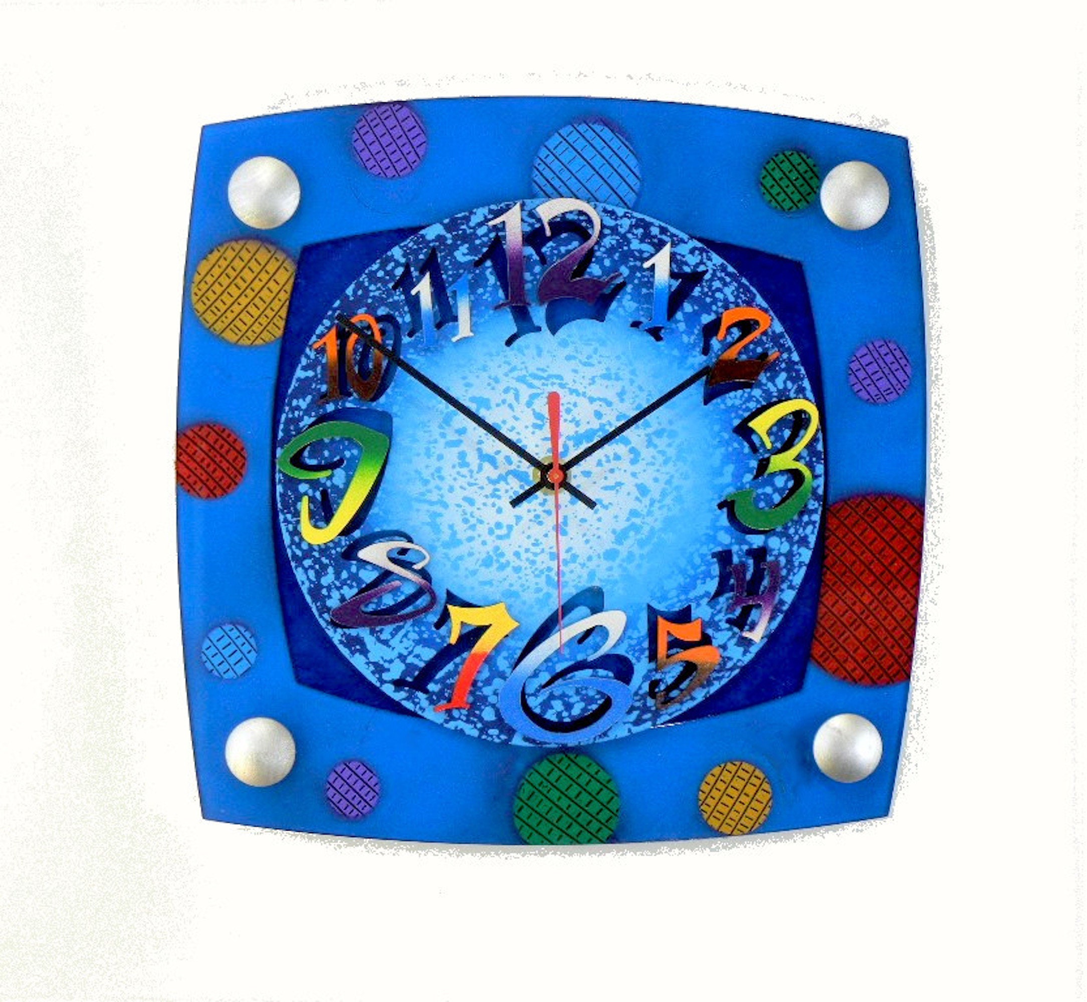 TV Mod Blue Very Cool Clocks Wall Clocks Square Hand Painted Mixed ...