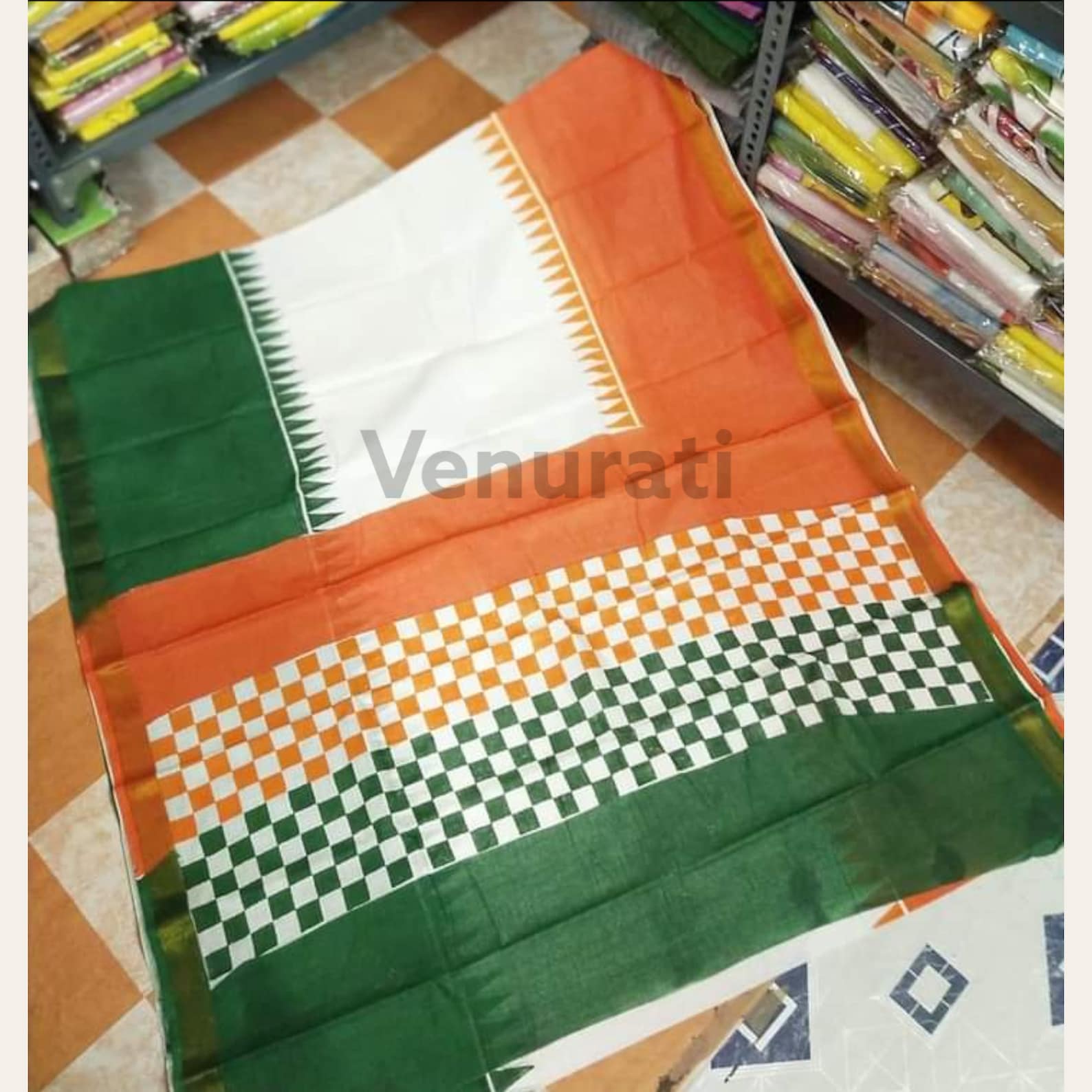 Tri Color Kerala Cotton Saree for Indian Independence Day, Tiranga ...