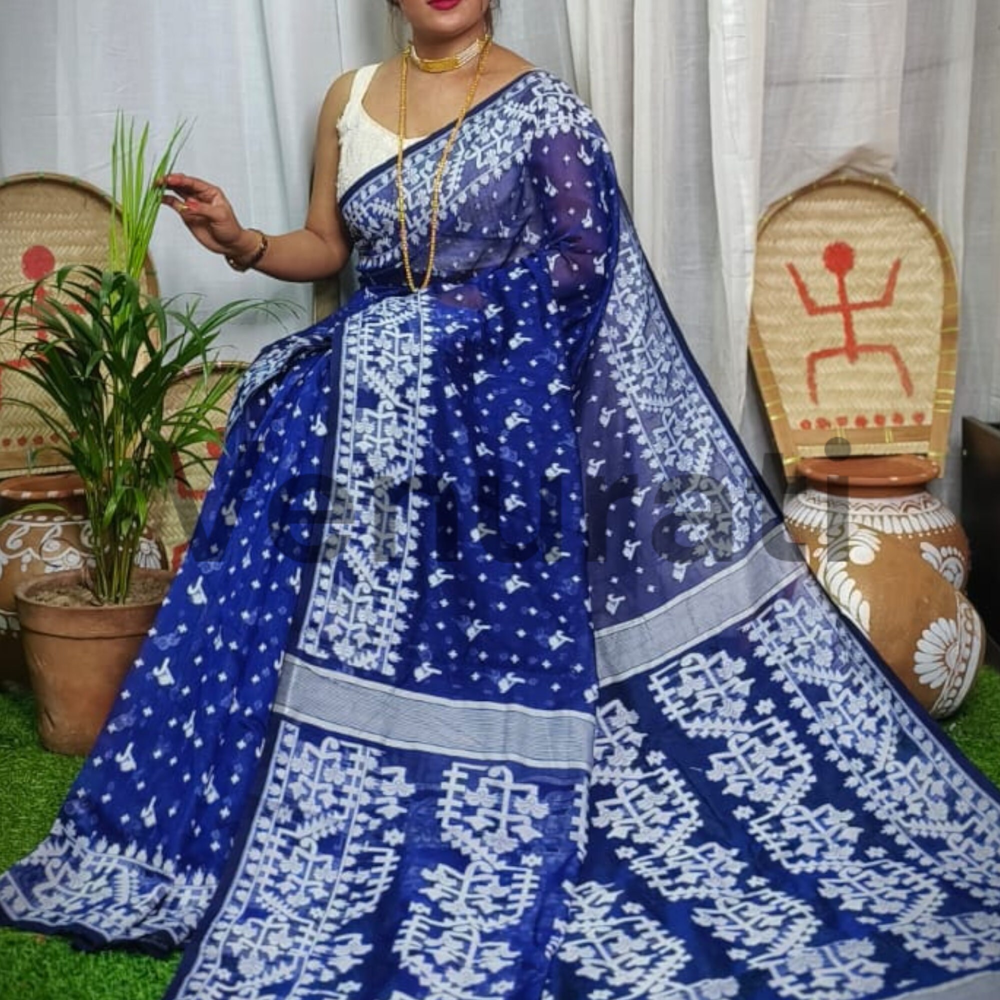 Cotton Soft Jamdani Saree Rich Texture and Work All Over Jamdani Work ...