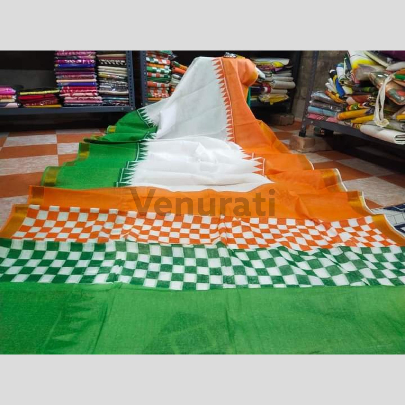 Tri Color Kerala Cotton Saree for Indian Independence Day, Tiranga ...