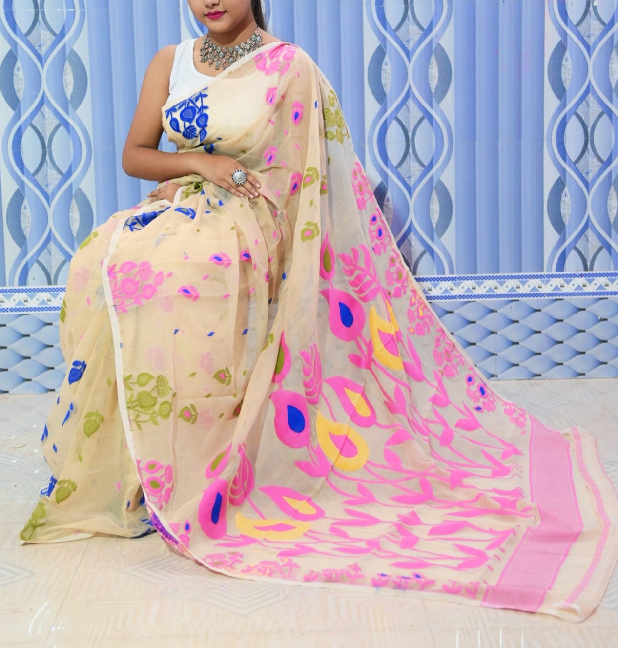 Dhakai Jamdani Saree Allover Jamdani Work Soft Jamdani Sari Comfortable to Wear Bengal Handloom ...