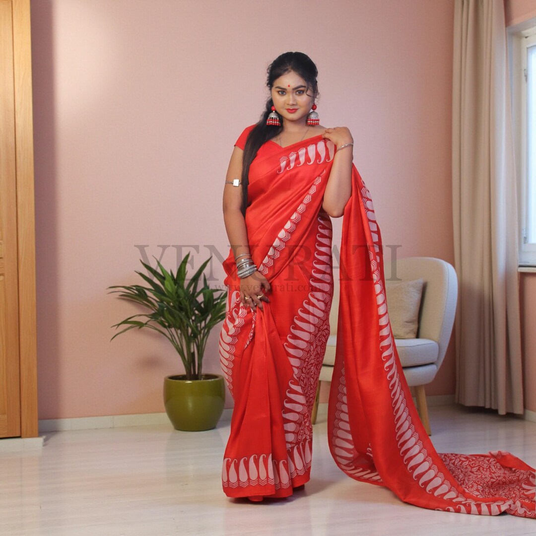 Pure Silk Saree With Blouse Piece, Authentic Murshidabad Silk Saree ...