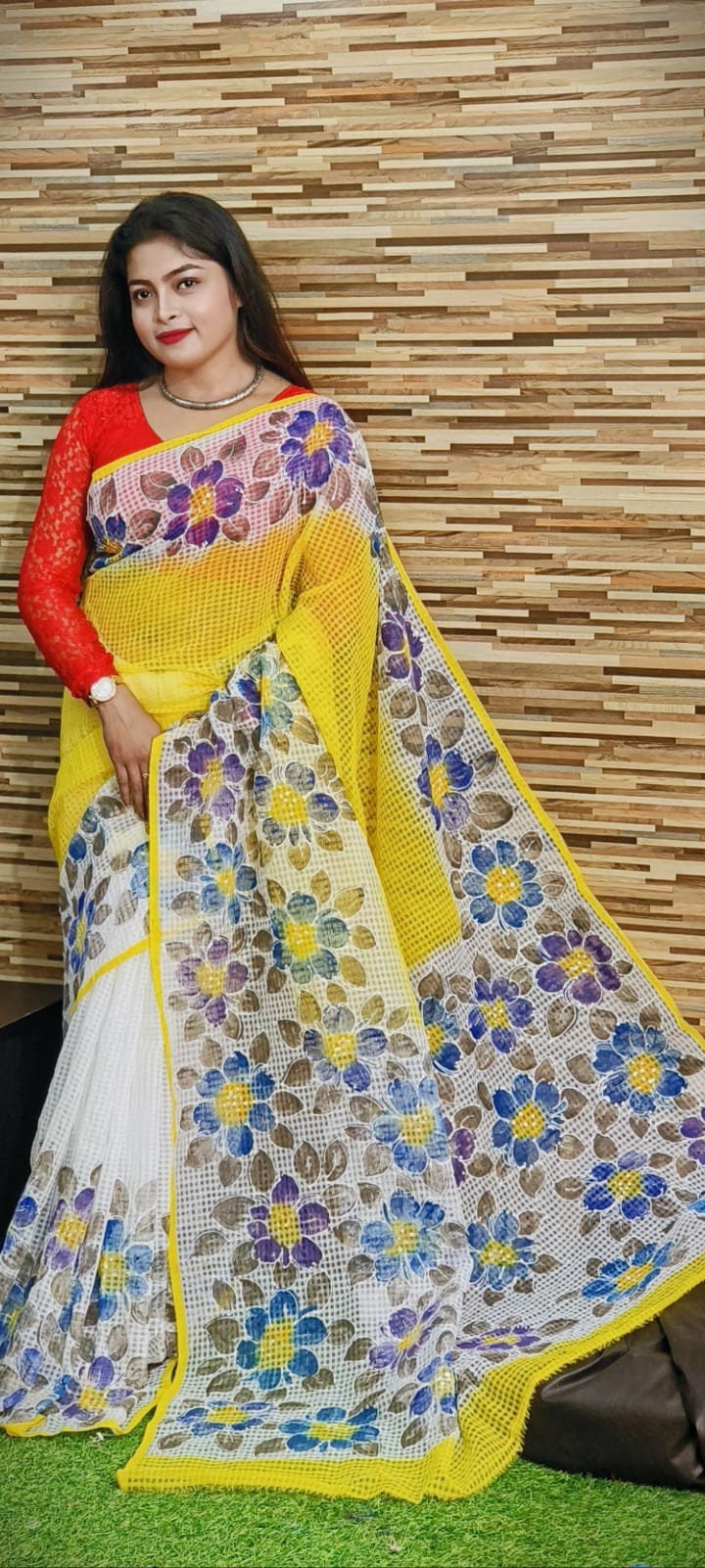Bengal's Hand Painted Resham Kota Saree for Women's, Full Body Floral ...