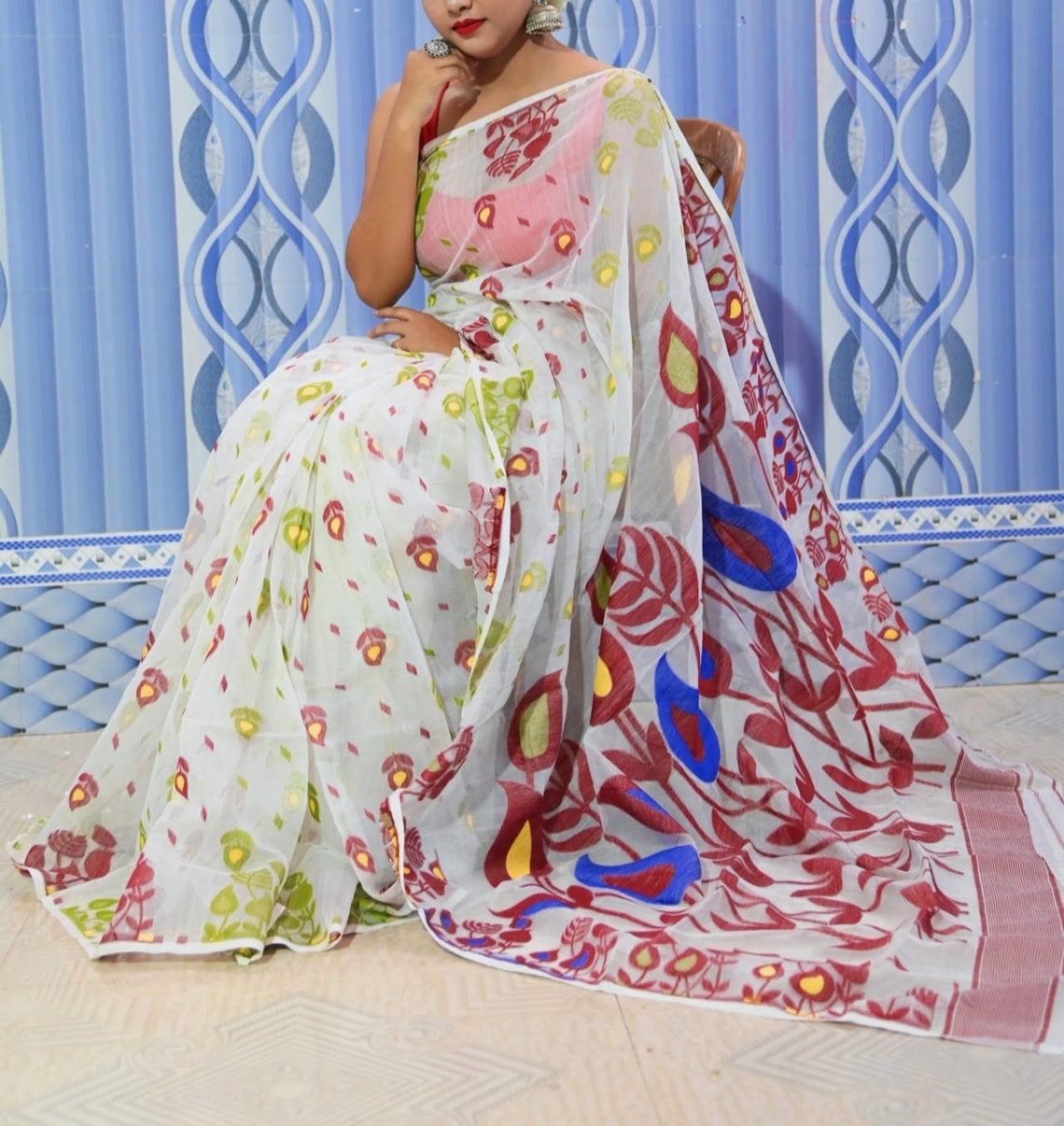 Dhakai Jamdani Saree Allover Jamdani Work Soft Jamdani Sari Comfortable ...