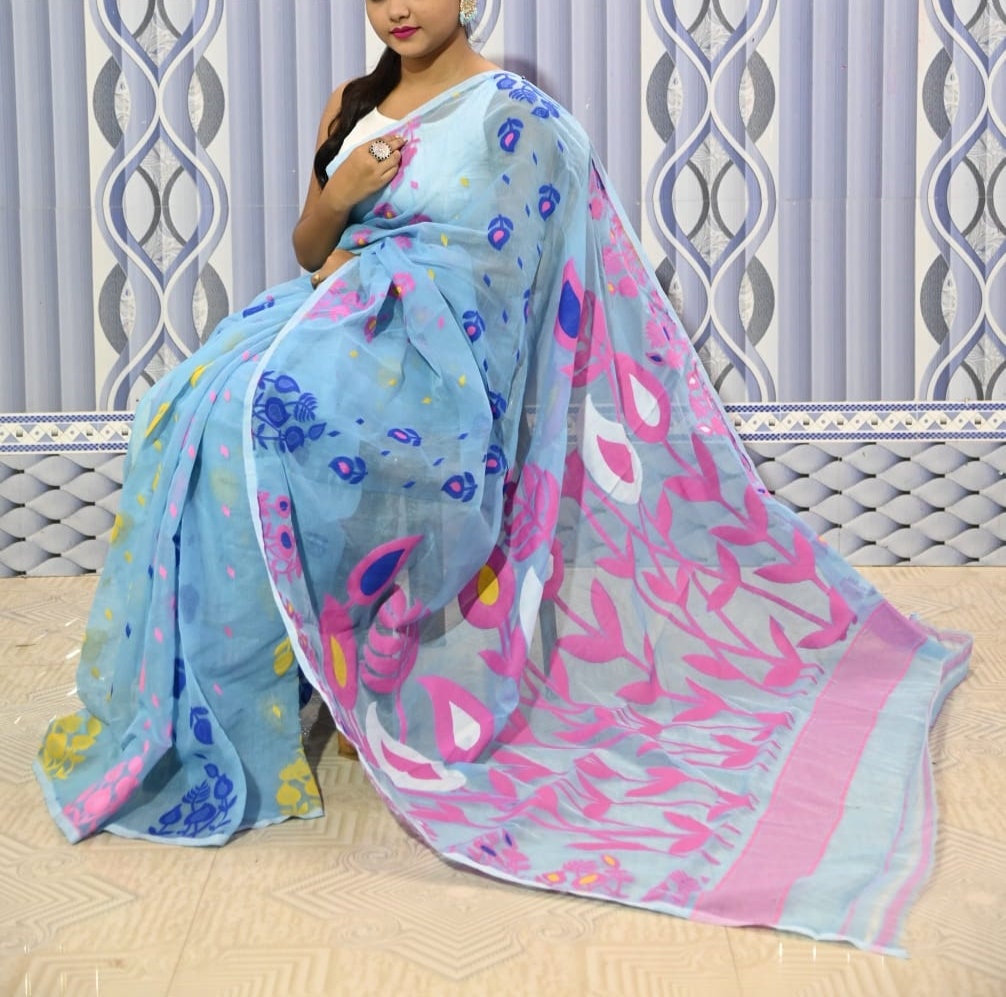 Dhakai Jamdani Saree Allover Jamdani Work Soft Jamdani Sari Comfortable to Wear Bengal Handloom ...