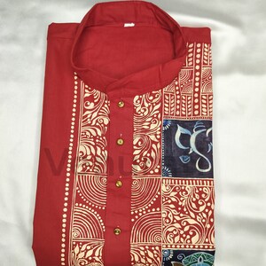 Hand Painted Pure Cotton Kurta for Men's, Indian Style Men's Kurta ...
