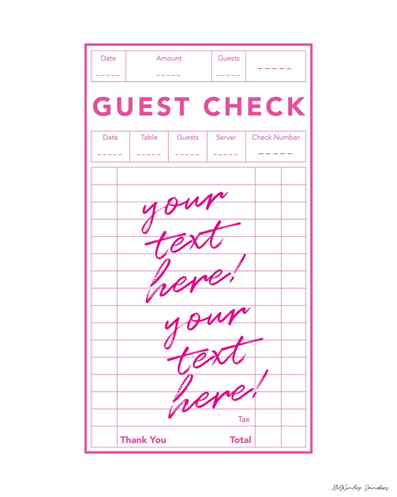 Personalized Guest Check in Pink - Etsy