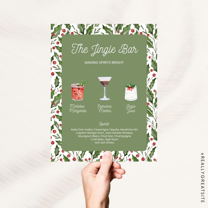 Editable Jingle Bar Holiday Bar Sign, Digital Download, Christmas Bar ...